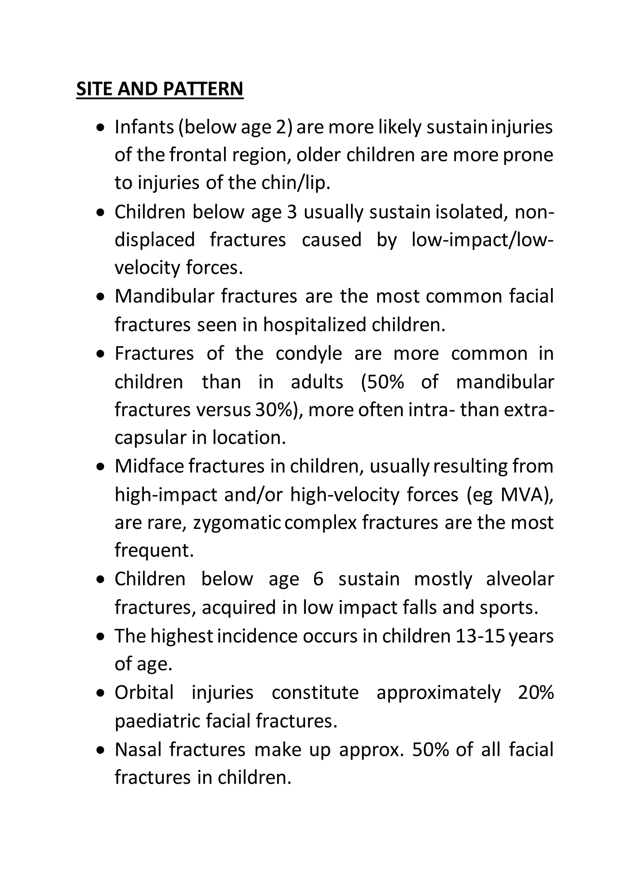 Paediatric Facial Fractures | DOCX