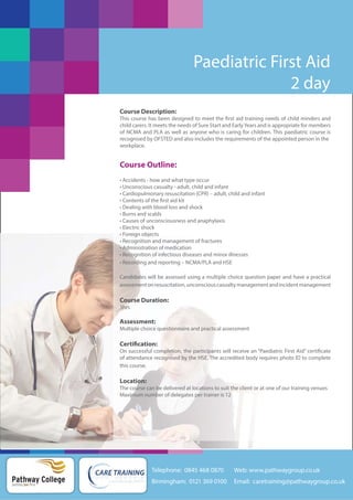 Paediatric First Aid (2 day) Training Courses/Childrens First Aid ...