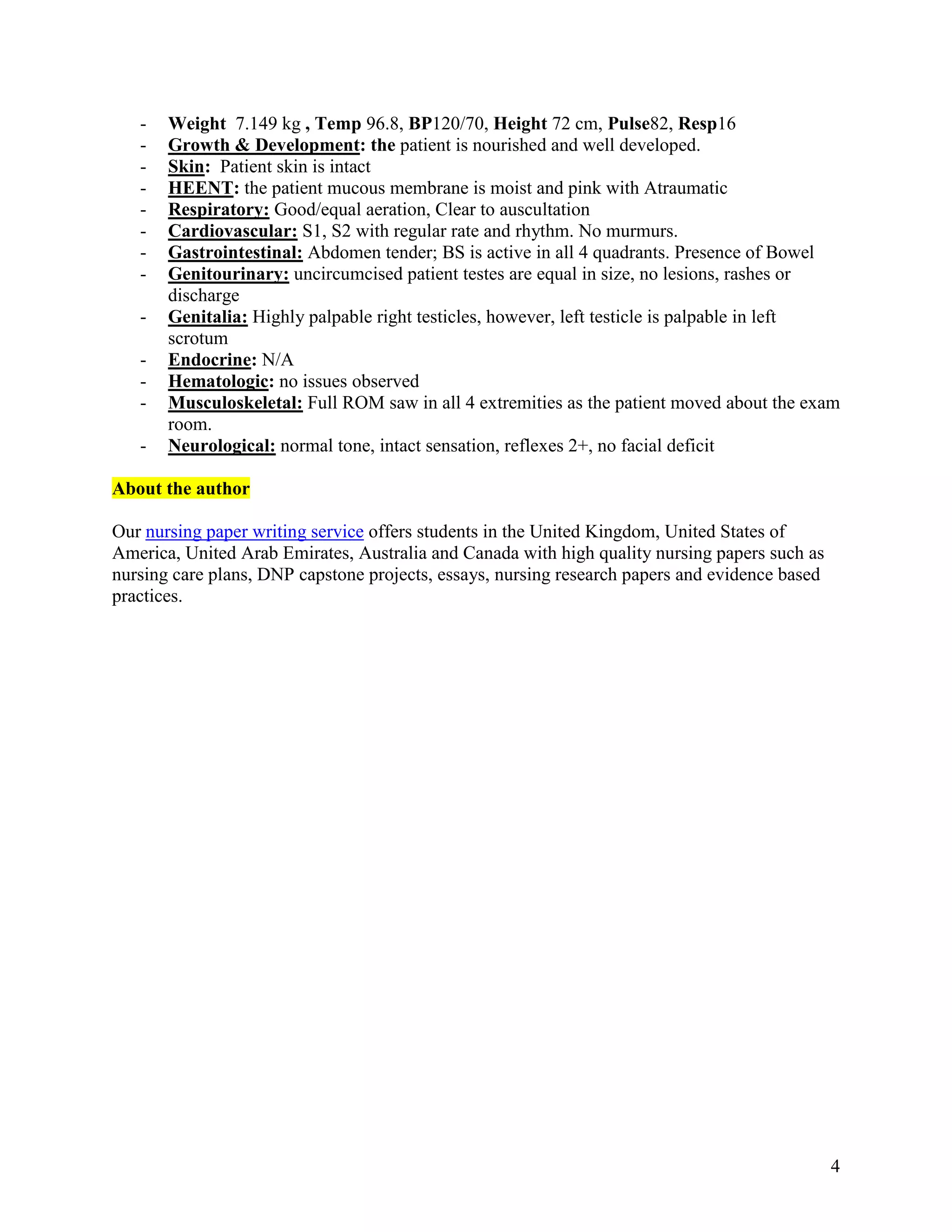 Paediatric nursing care plan example | PDF