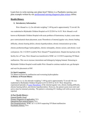 Paediatric nursing care plan example | PDF