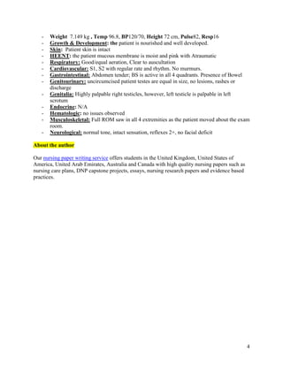 Paediatric nursing care plan example | PDF