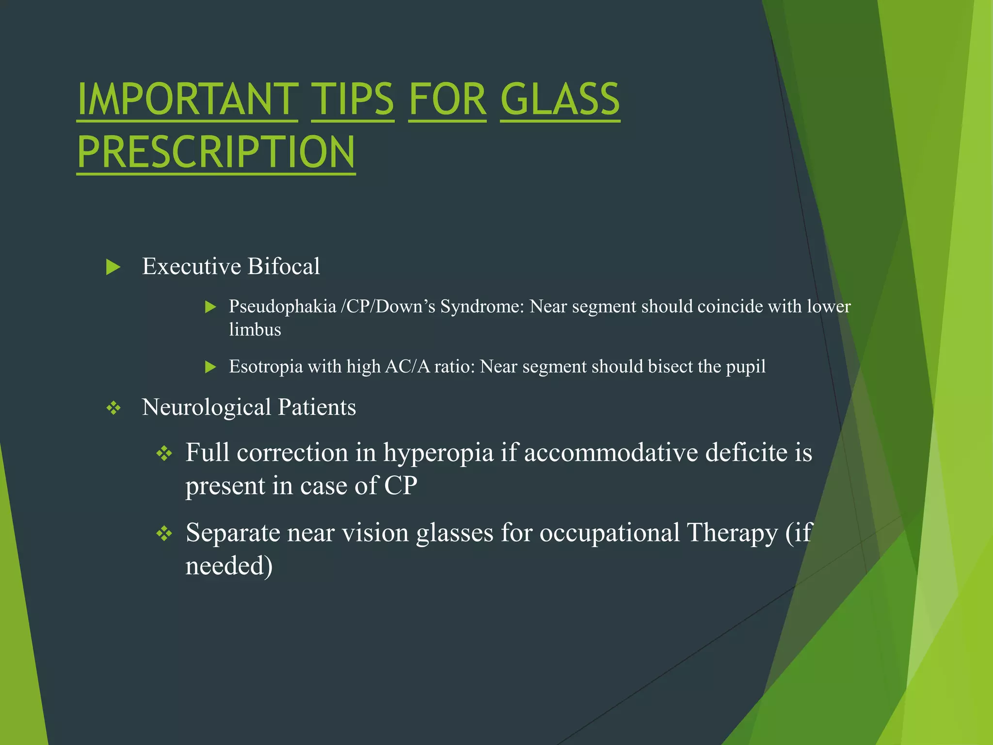 Glass prescription in children | PPTX