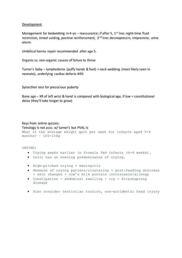 Paeds general notes | DOCX