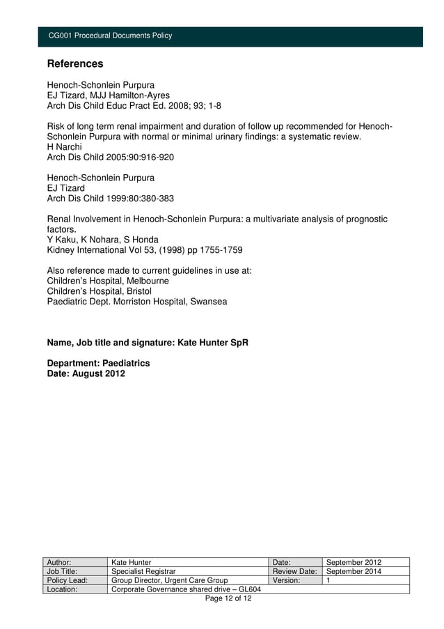 Paeds henoch schonlein purpura guideline | PDF | Digestive Disorders ...