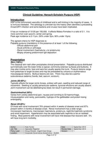 Paeds henoch schonlein purpura guideline | PDF
