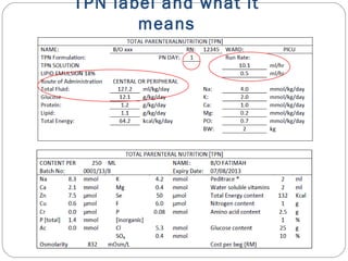 Total Parenteral Nutrition Label