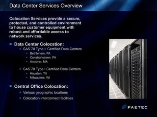 Paetec Data Center Colocation Presentation | PPT