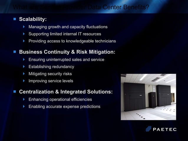 Paetec Data Center Colocation Presentation | PPT | Computing | Technology & Computing