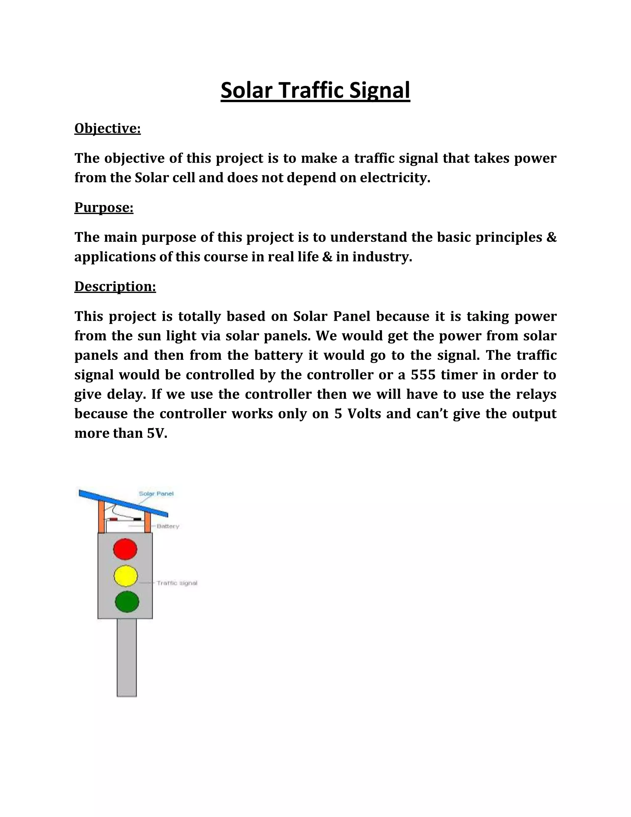 Traffic Signal using Solar Panel | DOCX
