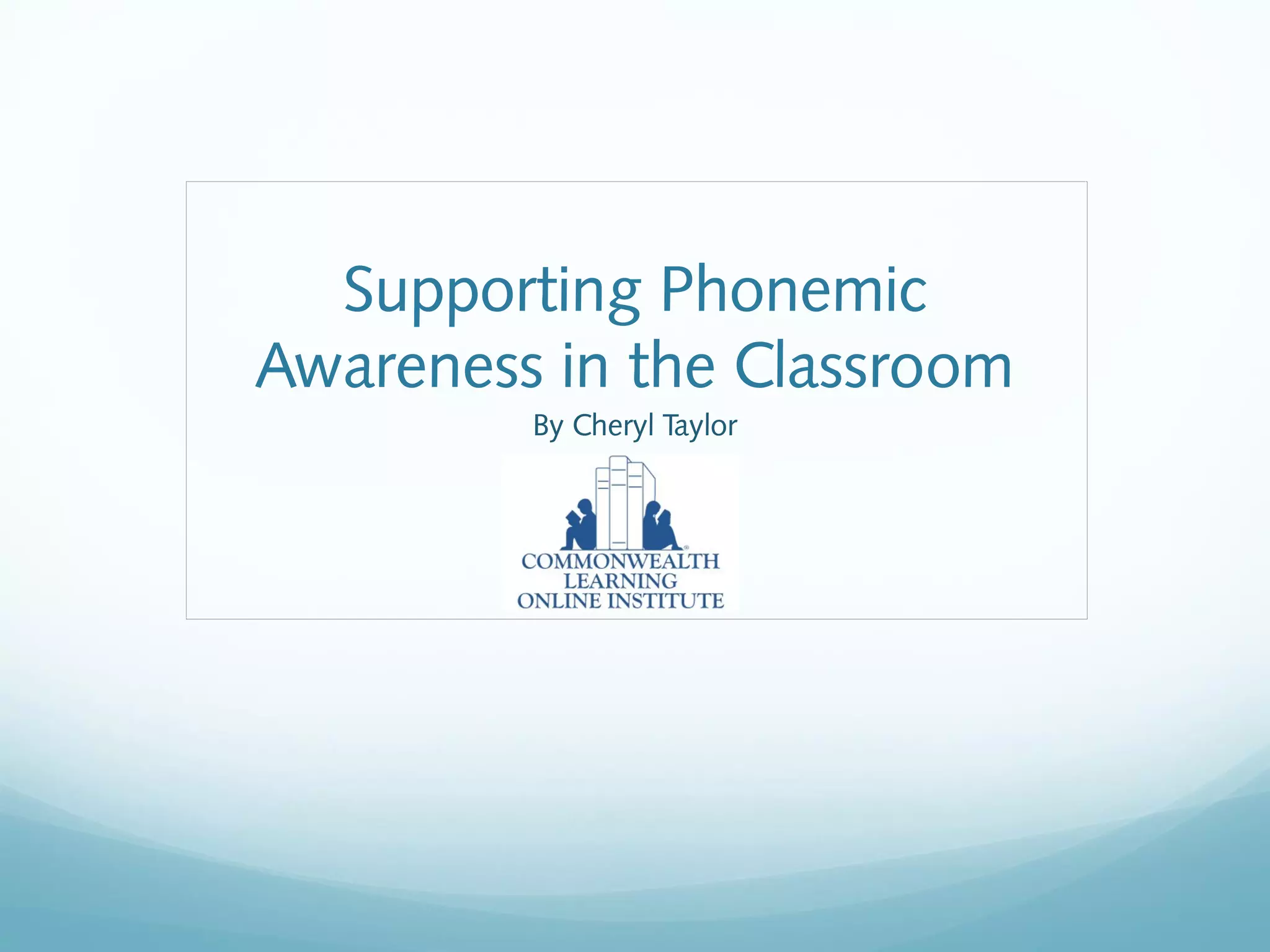 Phonemic awareness powerpoint | PPT