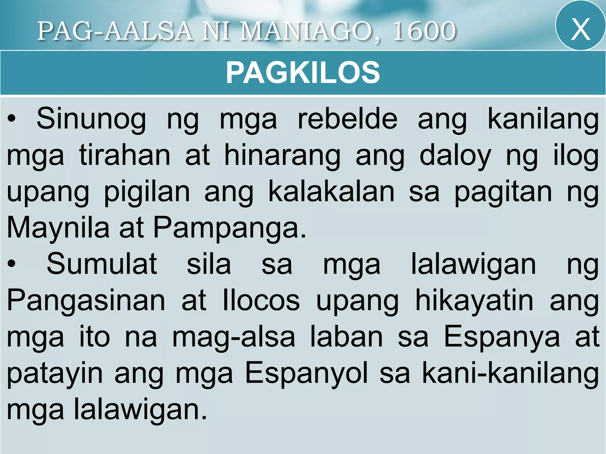 Pag aalsa ni maniago | PPTX