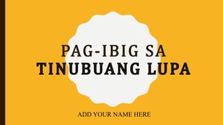 Pag ibig sa tinubuang lupa | PPTX