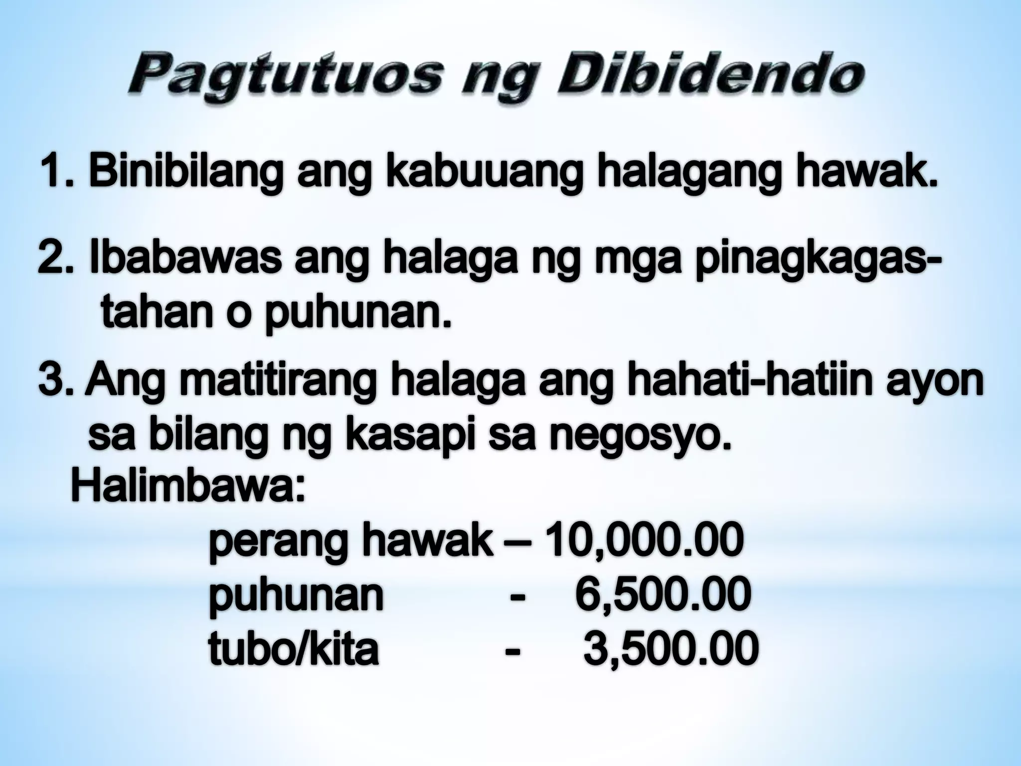 Pag iimbentaryo at pagtutuos ng tubo at kita | PPTX