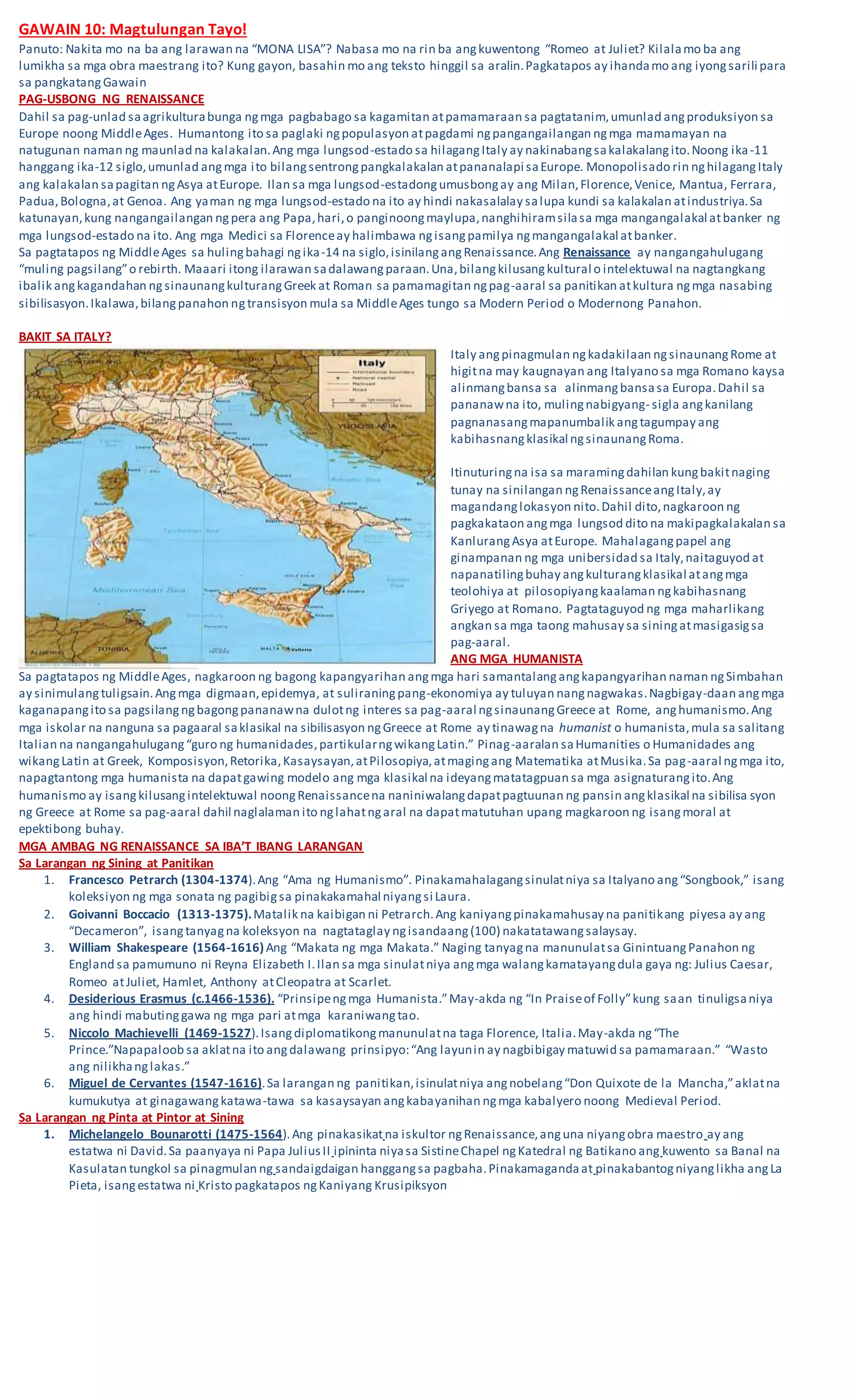 Pag usbong ng renaissance | DOCX