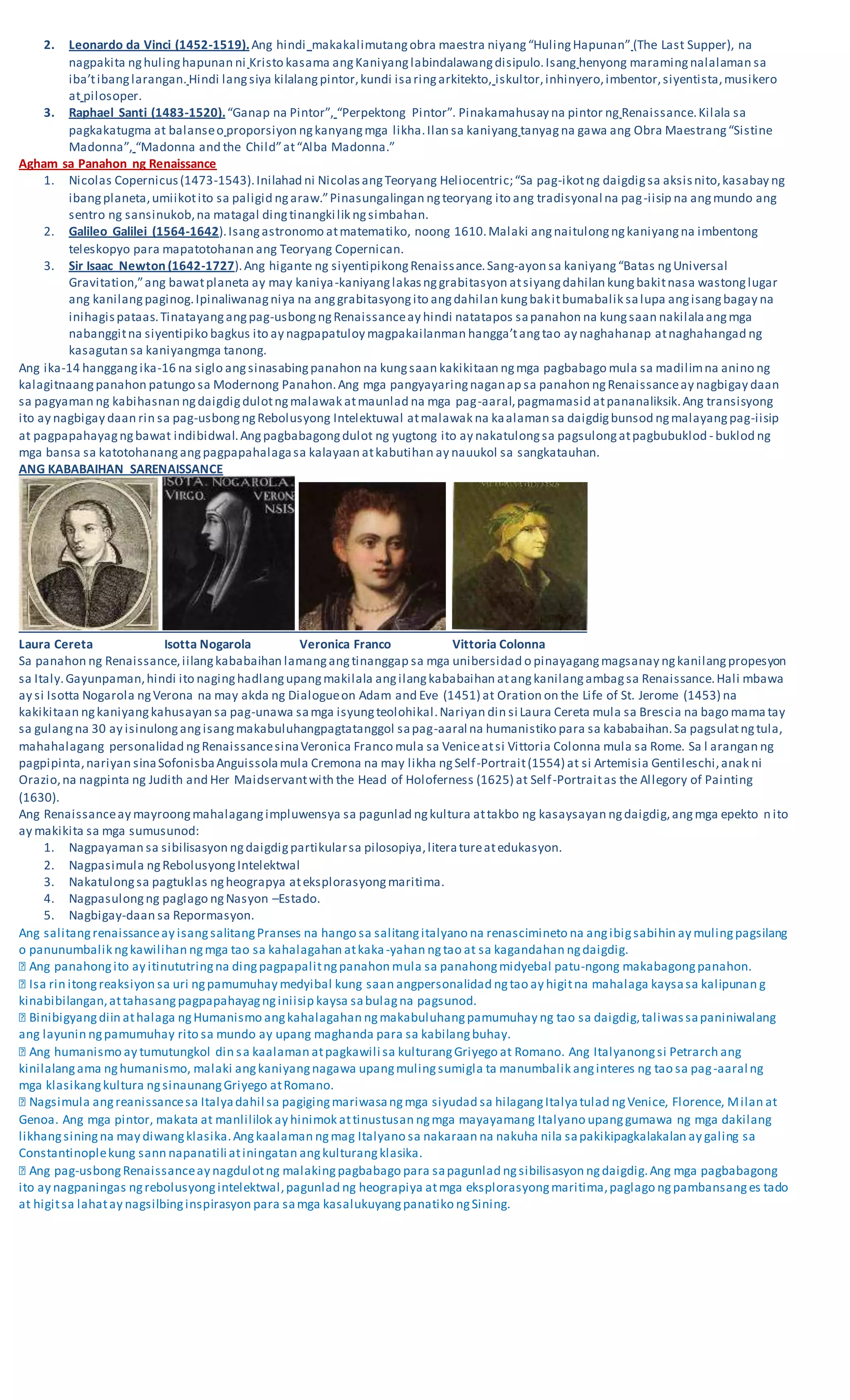 Pag usbong ng renaissance | DOCX