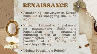 Pag-usbong ng Renaissance noong makabagong panahon | PDF