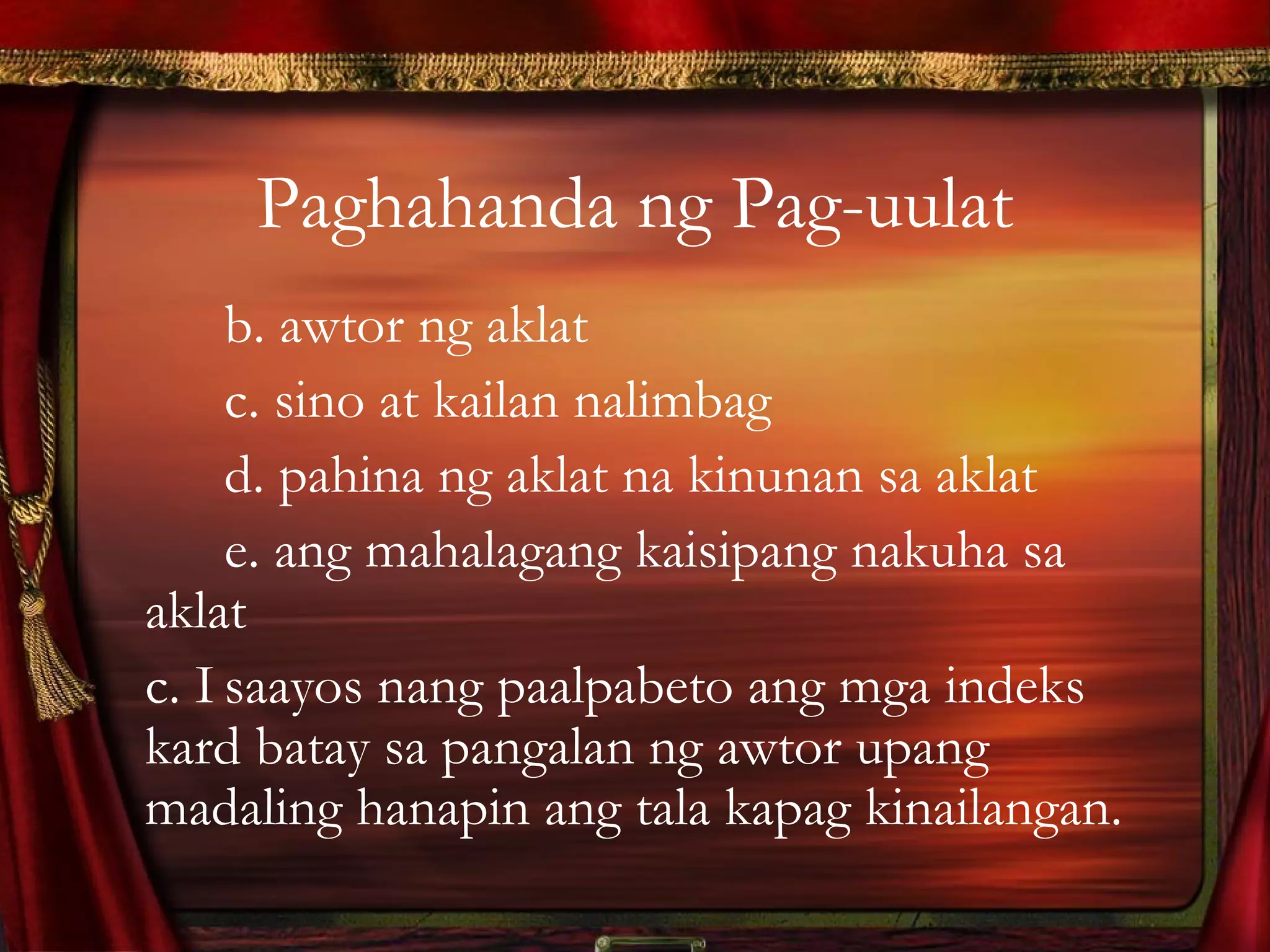 Gabay sa Pag uulat | PPT