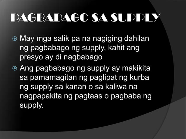 Pagbabago ng Supply | PPTX