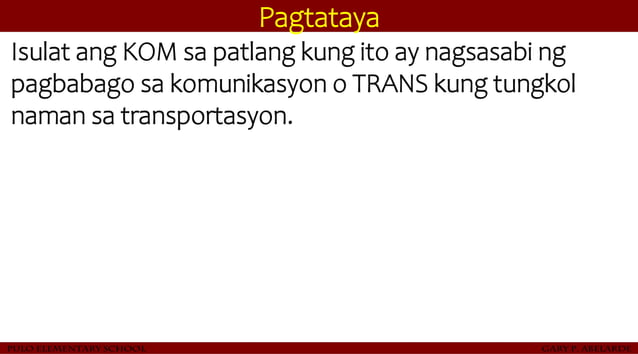 Pagbabago sa Transportasyon at Komunikasyon.pptx
