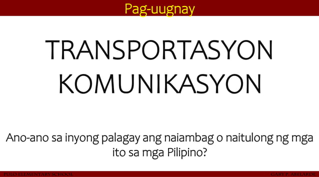 Pagbabago sa Transportasyon at Komunikasyon.pptx