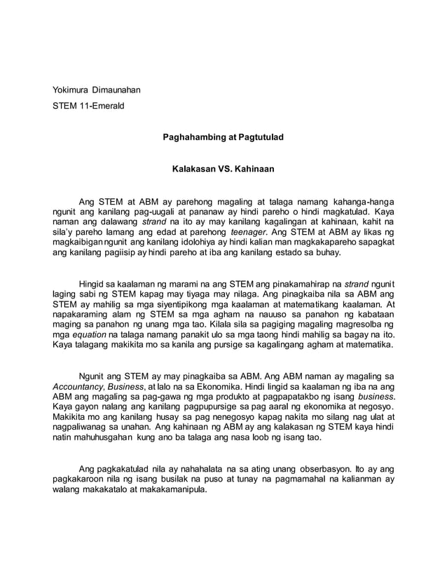 Pagbibigay ng Katuturan o Depinisyon, Paghahambing at Pagtutulad, Pag ...