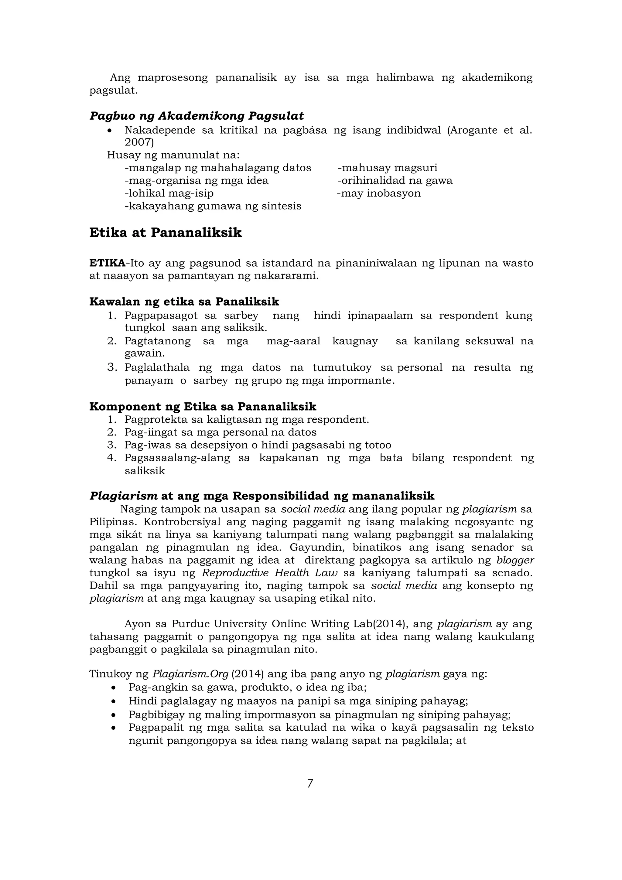 Proseso sa Pagsulat ng Pananaliksik | PDF