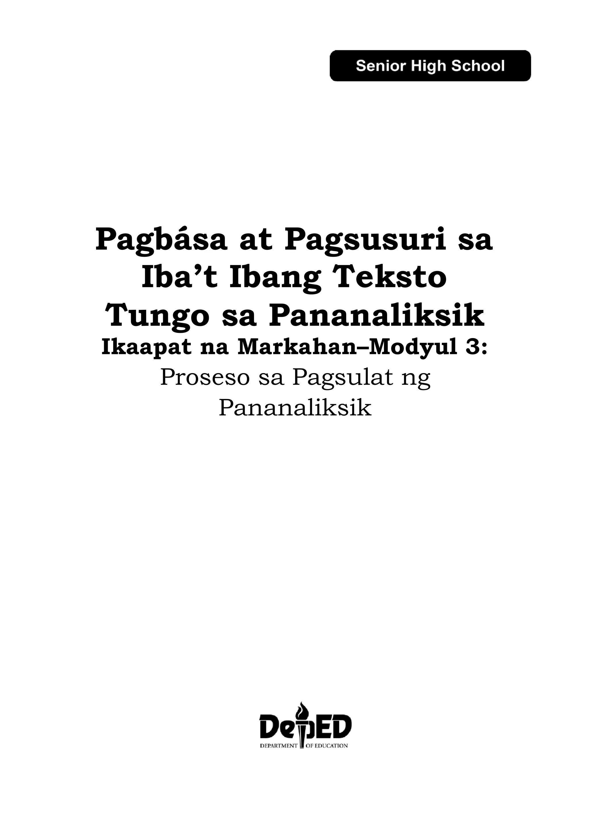 Proseso sa Pagsulat ng Pananaliksik | PDF