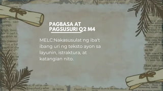 Pagbasa at Pagsusuri sa Filipino ibat ibang uri ng pananaliksik | PDF