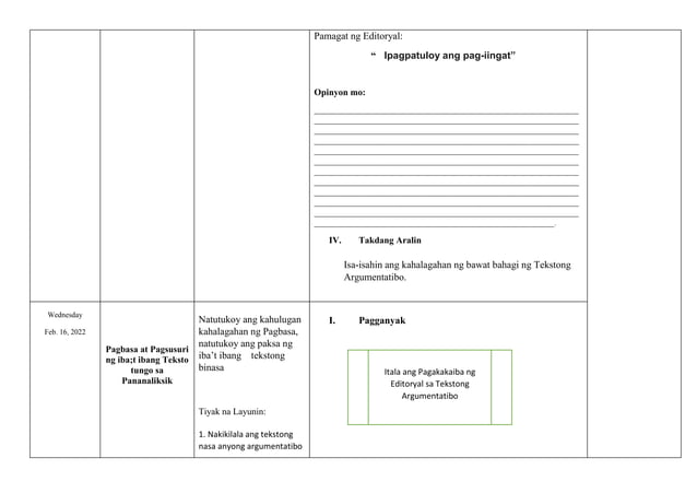 banghay Aralin sa Pagbasa ta Pagsusuri ng Iba't ibang teksto | DOCX