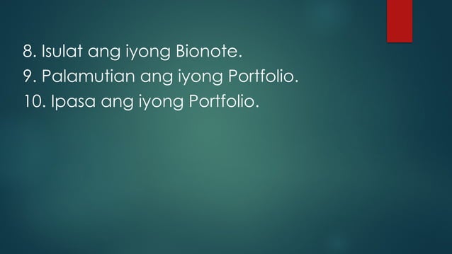 Pagbuo ng Portfolio sa filipino na asign | PPTX