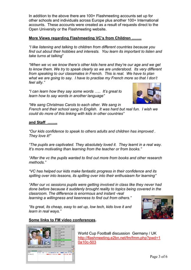 Page 1 of 6 eTwinning Flashmeeting' Video Conference Pilot ... | PDF