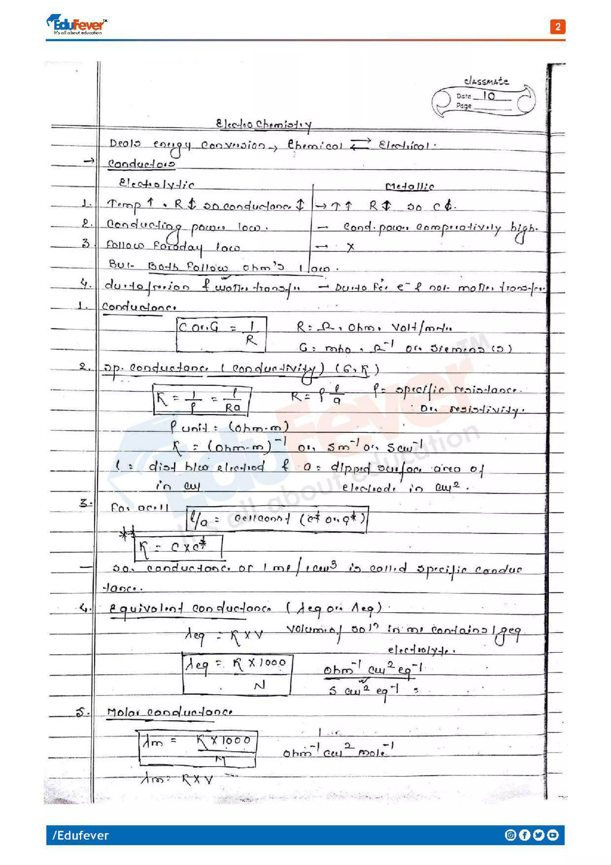 Electrochemistry - Chemistry Handwritten Notes | PDF