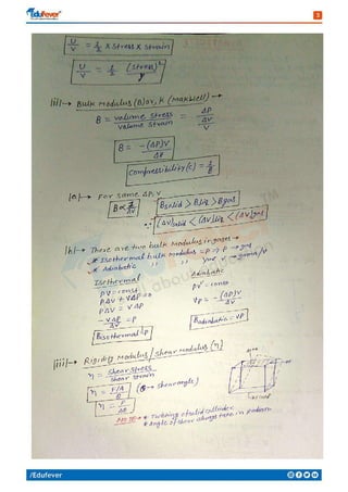Elasticity and Surface Tension - Physics Handwritten Notes | PDF