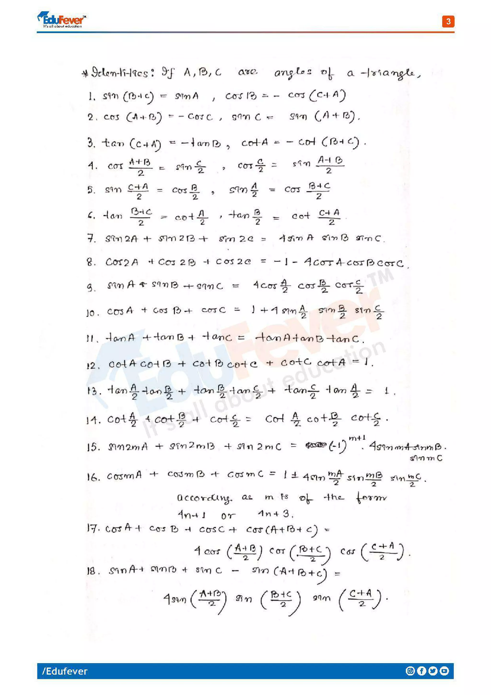 Trigonometry - Mathematics Handwritten Notes | PDF