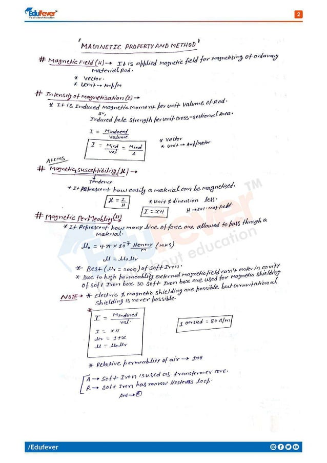 Magnetic Property and Method 1 - Physics Handwritten Notes | PDF ...