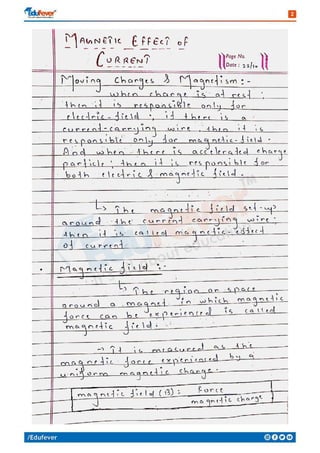 Moving Charges & Magnetism - Physics Handwritten Notes | PDF