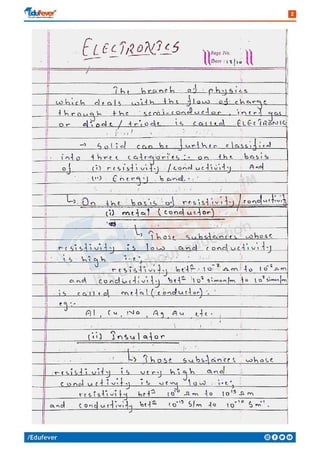 Semiconductor Electronics - Physics Handwritten Notes | PDF