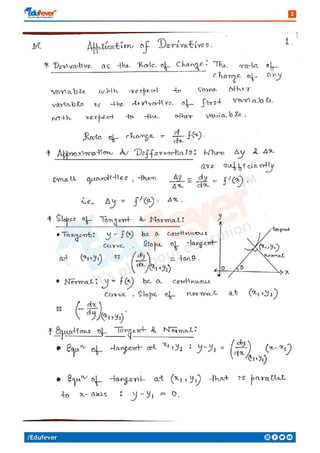 Application of Derivatives - Mathematics Handwritten Notes | PDF