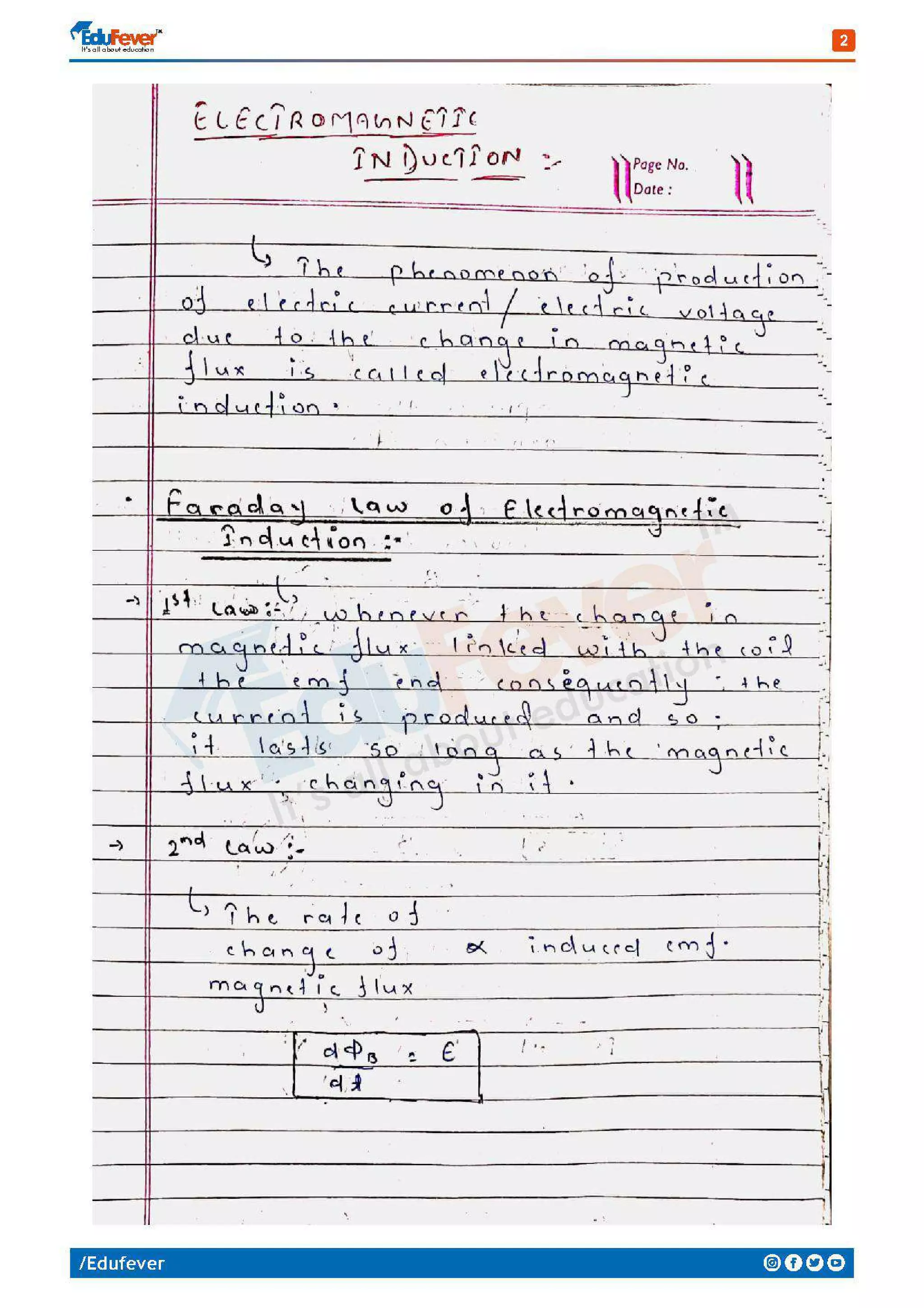 Electromagnetic Induction - Physics Handwritten Notes | PDF