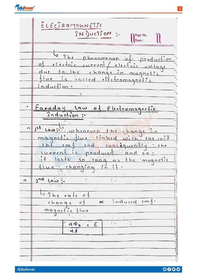 Electromagnetic Induction - Physics Handwritten Notes | PDF