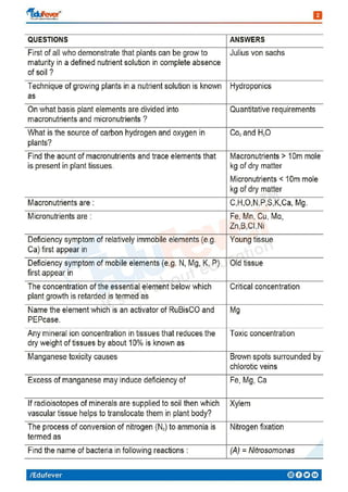 Mineral Nutrition in Plants-Biology Revision Notes | PDF