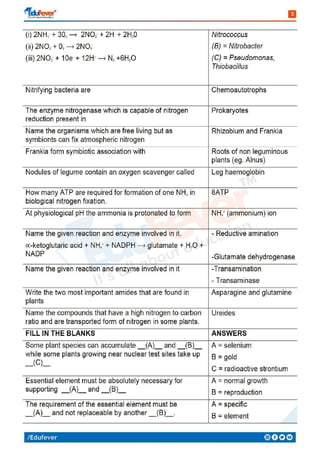 Mineral Nutrition in Plants-Biology Revision Notes | PDF
