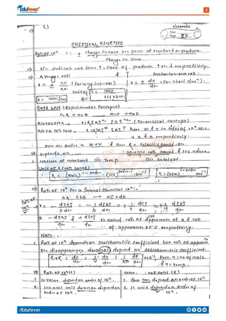 Chemical Kinetics - Chemistry Handwritten Notes | PDF