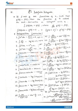 Indefinite Integration - Mathematics Handwritten Notes | PDF
