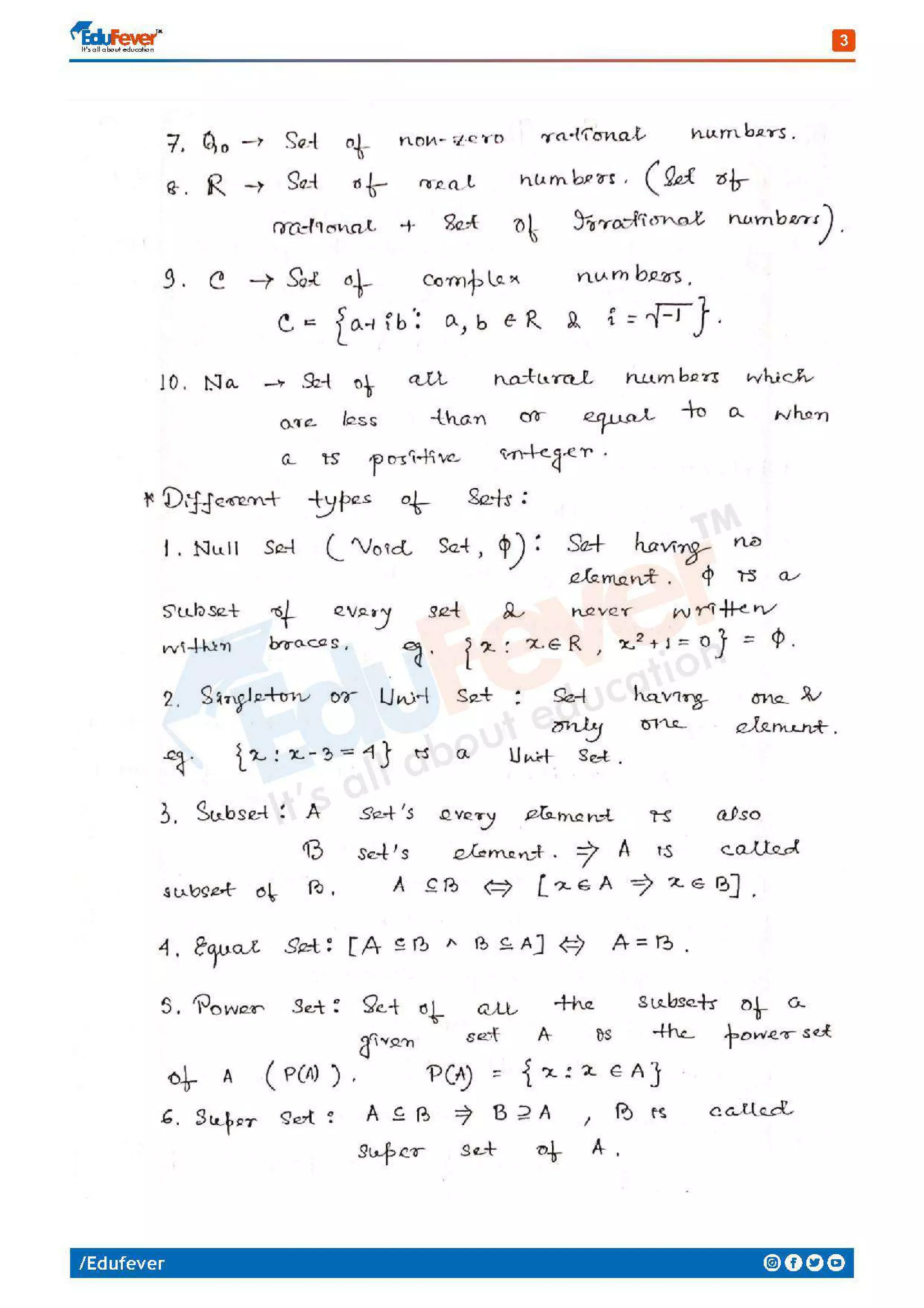 Set Theory - Mathematics Handwritten Notes | PDF