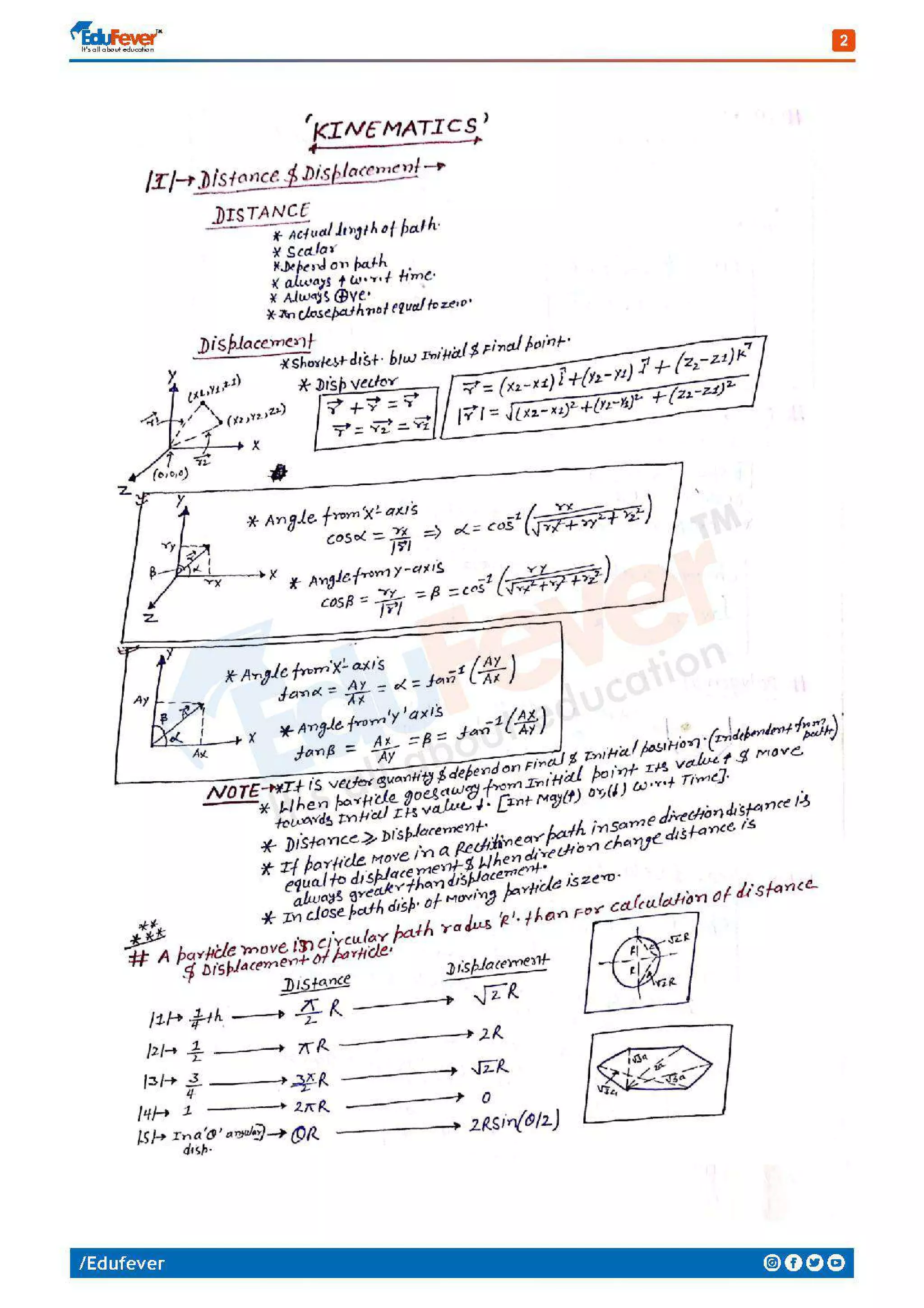 Kinematics - Physics Handwritten Notes | PDF