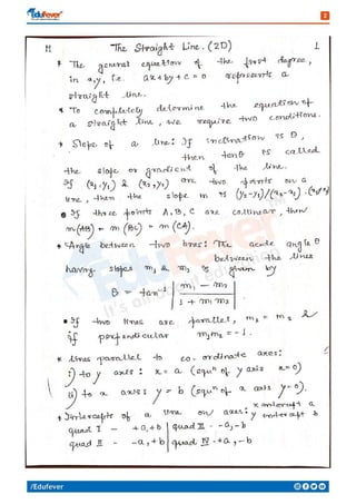 Straight Line - Mathematics Handwritten Notes | PDF