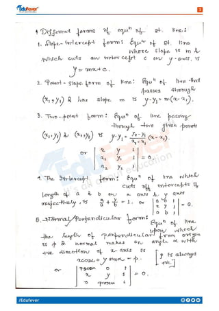 Straight Line - Mathematics Handwritten Notes | PDF