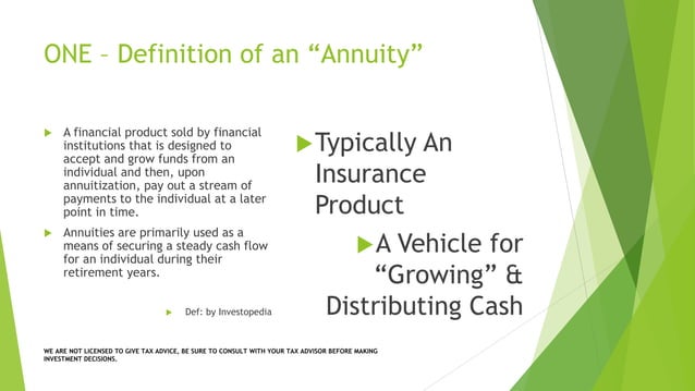 Definition of a Deferred, Fixed Annuity | PPT