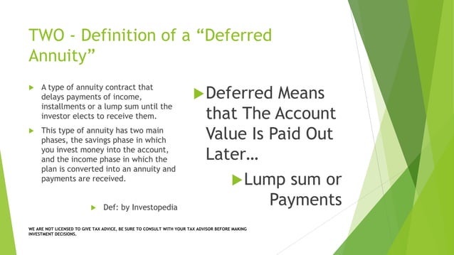 Definition of a Deferred, Fixed Annuity | PPT